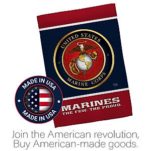 Breeze Decor Proud Marine Corps Garden Flag Set Mailbox Hanger Armed Forces USMC Semper Fi United State American Military Veteran Retire Official House Banner Small Yard Gift Double-Sided, Made In USA