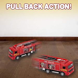 ArtCreativity 5 Inch Diecast Fire Engine Rescue Trucks, Set of 2, Diecast Toy Firetrucks with Pullback Mechanism, Great Gift Idea for Boys and Girls