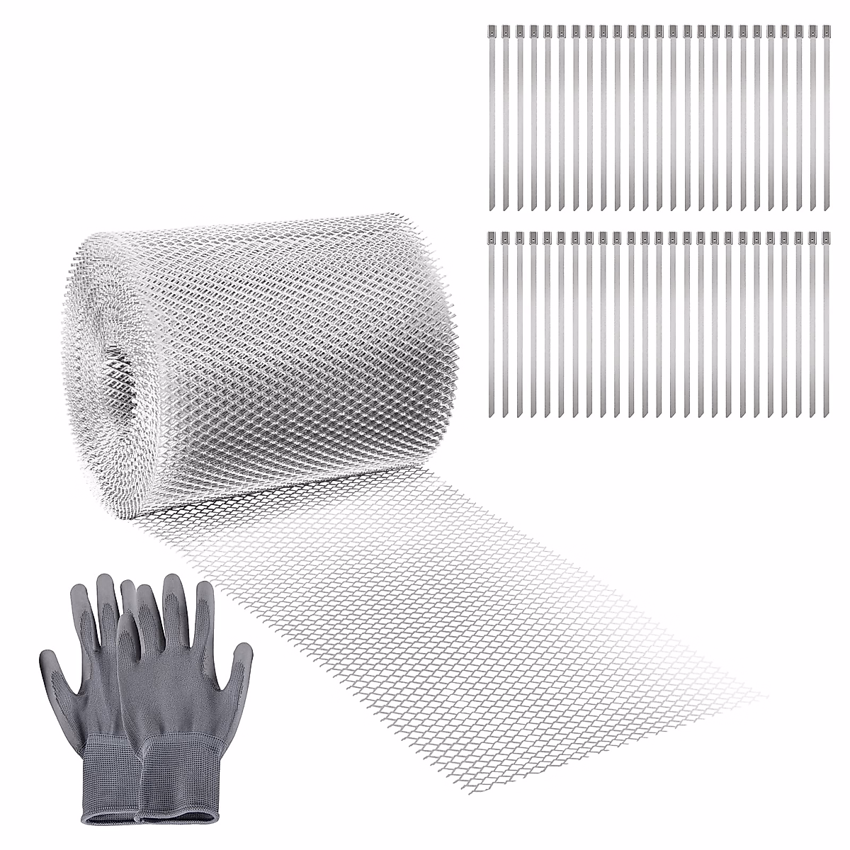 Evcitn Metal 6”x 40Ft Gutter Guard Mesh Roll,DIY Leaf Protection Cover Netting with 50 Fixed Cable Tie,Ideal for Preventing Leaves,Twigs and Debris from Clogging Gutters