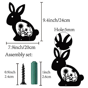CREATCABIN Metal Wall Art Rabbit Decor Wall Hanging Plaques Ornaments Iron Wall Art Sculpture Sign for Indoor Outdoor Home Living Room Kitchen Garden Office Decoration Gift Black 9.4 x 7.9inch