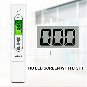 Ecagewill PH Meter for Water Hydroponics Digital PH Tester Pen 0.01 High Accuracy Pocket Size with 0-14 PH Measurement Range for Household Drinking, Pool and Aquarium, White