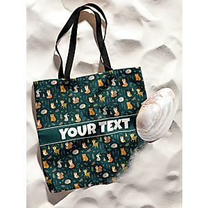 Personalized Tote Bag for Kids - Woodland Animals, Custom Name/Text, Reusable w/ Straps, Canvas Cloth Fabric, Customized Gift Idea for Boys/Girls/Children, Birthday/Christmas/Holiday Present, 13x13"