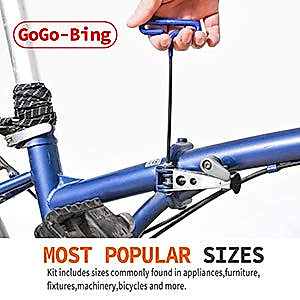 Oerfred GogoBing Cushion Grip Hex t handle torque T-Key allen wrench sets long screwdriver tool - 8 SAE Standard 3/32-1/4 Inch & 8 Metric 2.5-6 MM Sizes & 8 Torx T9-T40, Red&Blue&Green