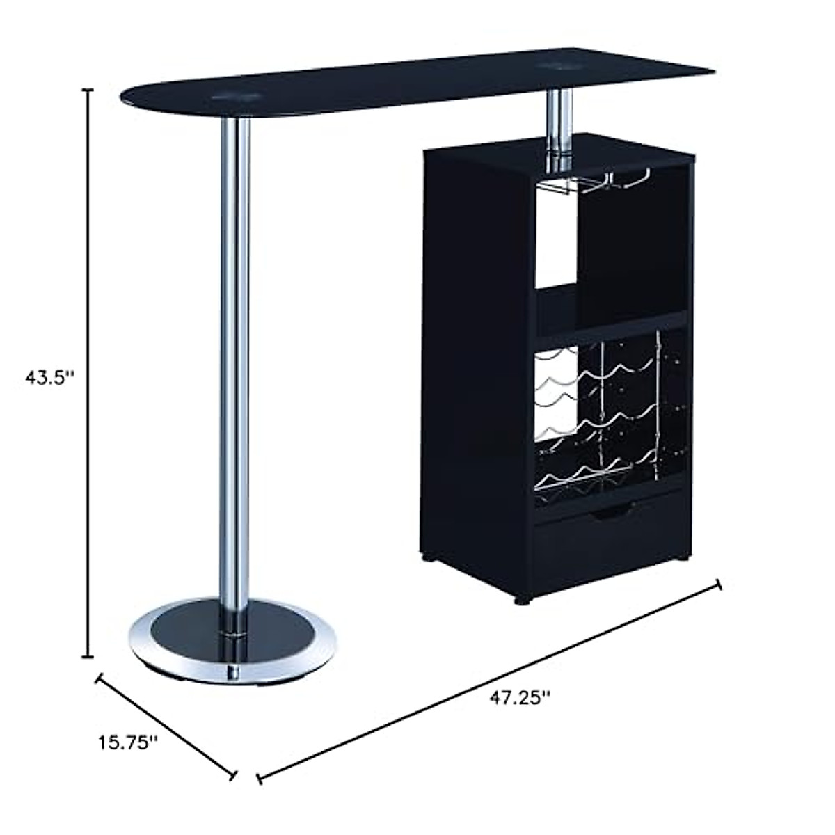 Coaster Furniture Bar Table W/Wine Storage Black 120451
