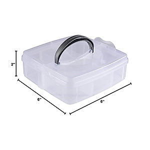 Juvale Plastic Craft Organizer Box with 6 Compartments (6 Inches, 2-pack)