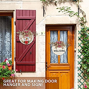 12pcs Wood Circles for Crafts 12inch Unfinished Blank Round Wooden Slices Easter Ornaments Home Decorations DIY Cutouts Welcome Door Decors Signs Red Black Plaid Burlap Ribbon Rustic Jute Rope Strings