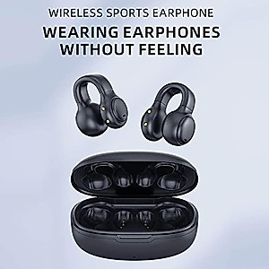 Gspmoly Wireless Ear Clip Bone Conduction Headphones Bluetooth Waterproof Mini Sports Running Earring Headphones Open Ear in Ear Headphones Wireless Earbuds, School Gifts for Students