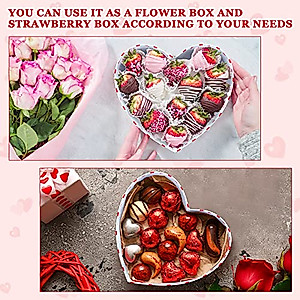 3 Pcs Valentine's Day Heart Shaped Boxes with Transparent Window Lid Dot Heart Flower Boxes Heart Box Floral Gift Box Goody Box Party Favors for Packaging Flowers Arrangement Strawberries, 3 Sizes