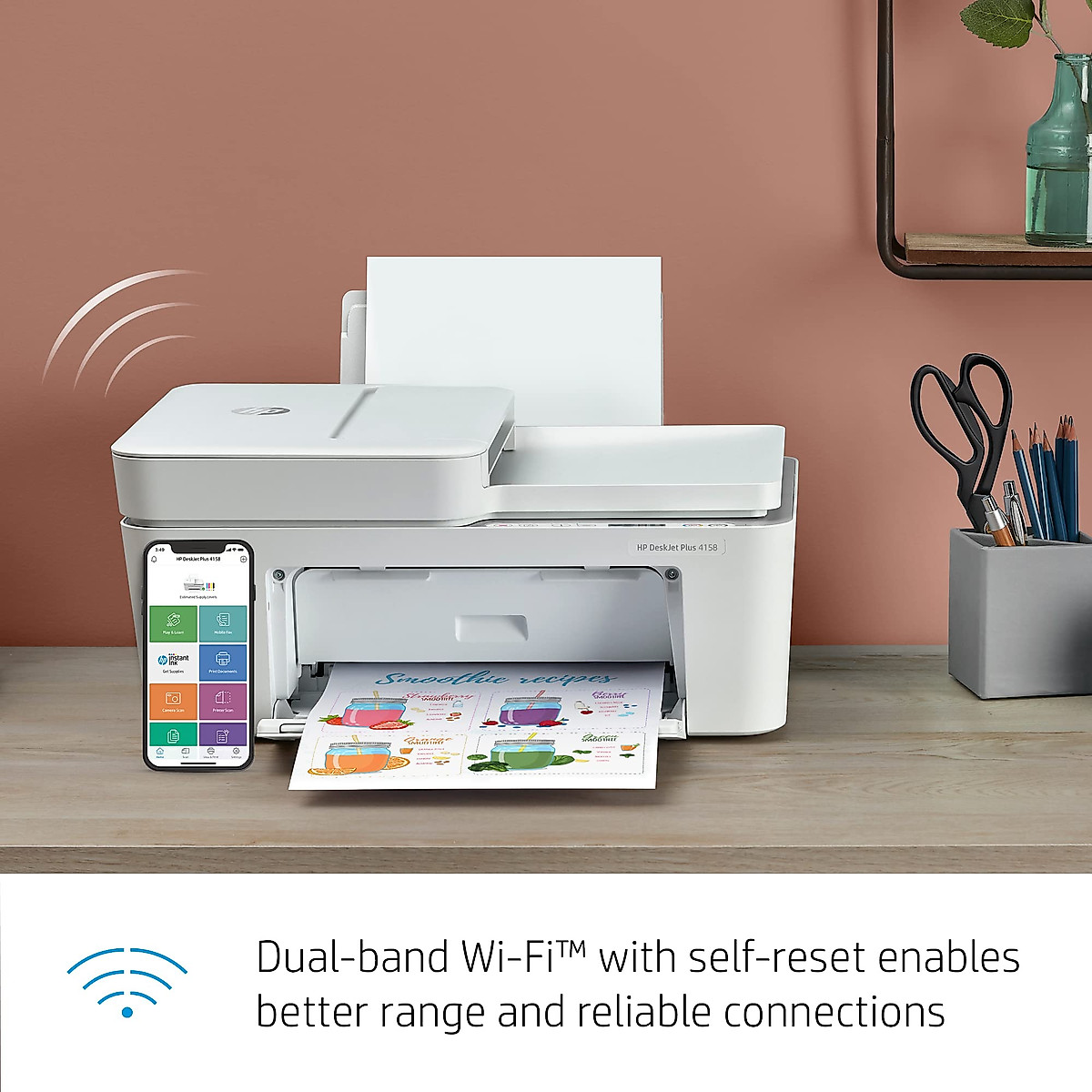 H-P All in One Printer Wireless Inkjet Photo Printer, Print, Scan, Copy, Fax and Mobile Printing with Auto Document Feeder Includes 6 Feet NeeGo Printer Cable - White