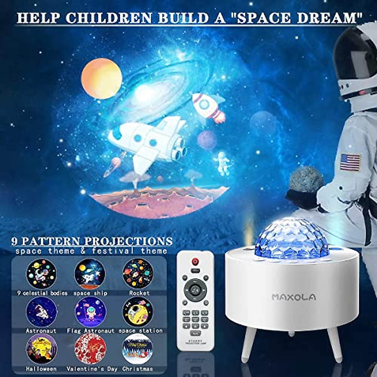 Galaxy Projector Star Projector,Galaxy Light Projector for Bedroom,Star Projector with Music/Remote Control/Timer/Bluetooth Speaker, A Great Choice for a Halloween Christmas