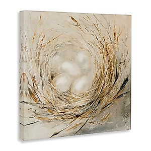 Stupell Industries Abstract Baby Bird Egg Nest Countryside Animals Canvas Wall Art, 17x17, Beige