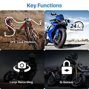Motorcycle DVR: Wireless Apple Carplay, Android Auto, TPMS, Dual HD 1080P Cameras, GPS, G-Sensor, Siri & Google Voice, 5-Inch IPS Touch Screen, WiFi, Bluetooth, TF Card, Waterproof TTXSCAM MT01