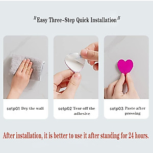 JtmyAota 12 Pack Heart Shaped Decorative Wall Hooks, Stainless Steel Strong Adhesive Wall Hook for Home Kitchen Bathroom (Pink)