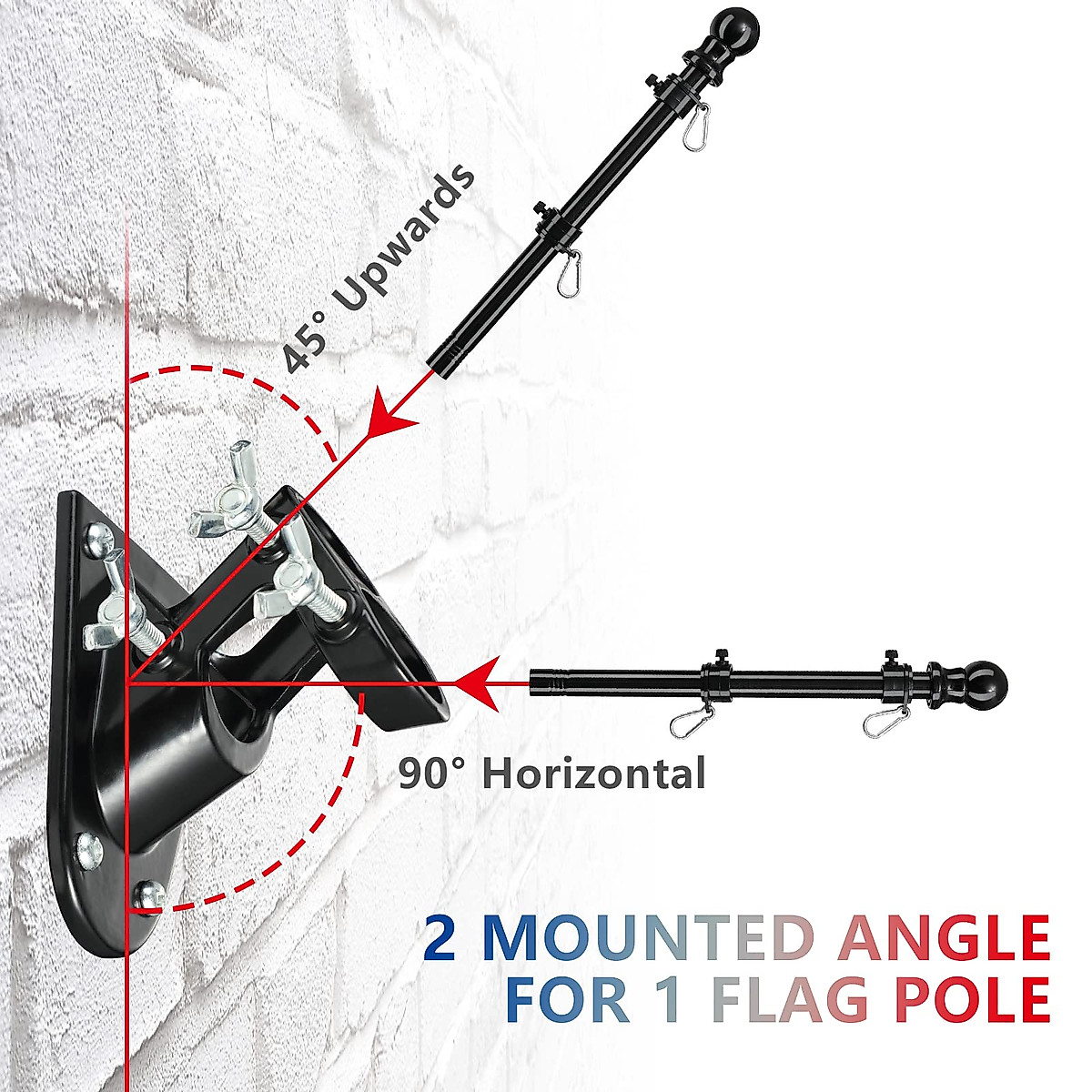 Barcetine American Flag Poles for Outside House - 5ft Tangle Free Flag Pole for House with Holder Bracket,Residential Flagpole Kit for Outdoor Porch Garage Boat Truck - Black