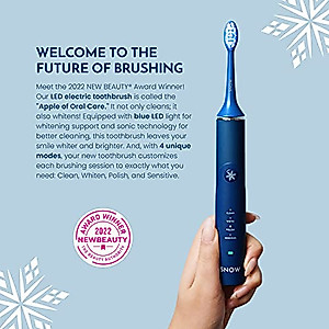 Snow LED Electric Toothbrush - Rechargeable Electronic Brush for Adults - Sonic Technology w/LED Light Whitening & Cleaning Powered w/Sonic Technology for Oral Routine - Polar Blue