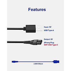 5V Charger Compatible with AREYZIN Body Hair Trimmer, uijino USB Charging Cable for AREYZIN Bikini Trimmer Women Ball Trimmer for Men Electric Shaver Razor Groomer, 2 Cleaning Brush, 3.9ft Power Cord