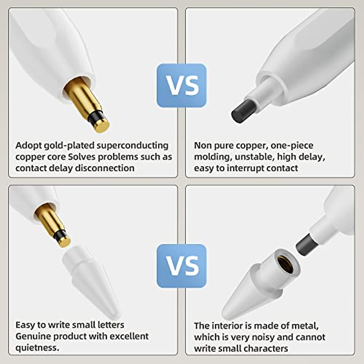 HOU [6 Pack] Apple Pencil Tips,Replacement Tips for Apple Pencil 2nd Generation,Apple Pencil 1st Generation Spare Nib for ipad Pen/Stylus Pen,Apple Pencil 2/1,Plastic &Metal Apple Tips