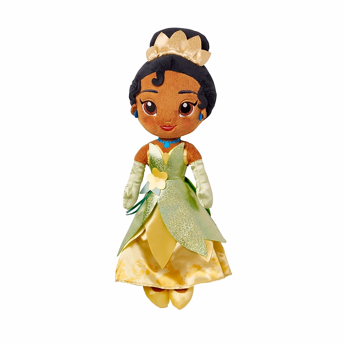 Disney Store Official Princess Plush Doll (Tiana from The Princess and The Frog) Medium 14 Inches, Princess Dolls with Embroidered Features, Plush Toys, Princess Toys for Girls