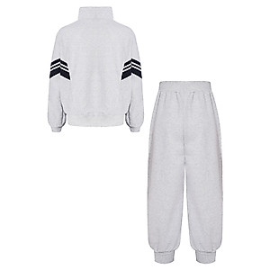Linjinx Kids Boys Full Zip Jacket Shirt Sweatshirt and Athletic Jogger Pants Set Sweatsuit Tracksuit Grey 7-8 Years