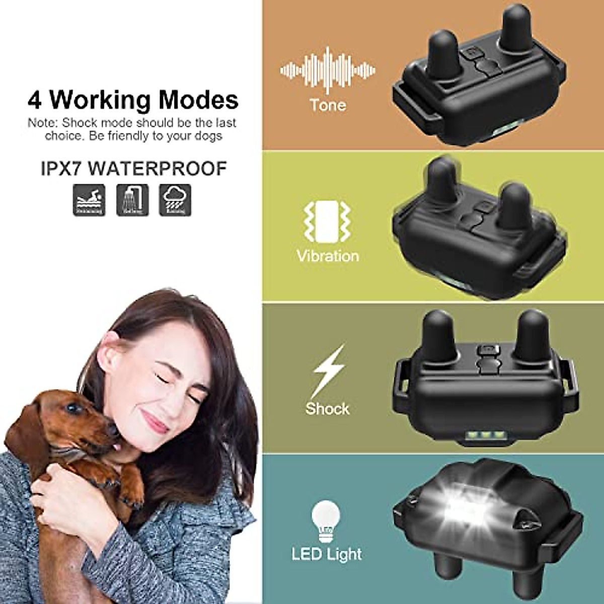 Heaflex Electric Dog Training Collar with Remote 1640FT, E-Shock, Safe Training Modes, Rechargeable IP67 Waterproof Collars for 2 Dogs