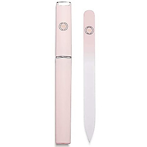 Best Crystal Glass Nail File for Women, Protective Travel Case, Professional Salon Fingernail Files for Pretty Manicure, Great for Natural, Gel and Acrylic Fake Nails, Better Emery Boards, Pink 2mm