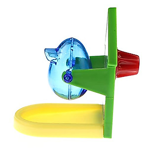 Toysructin Bird Food Feeder with Mirror, Automatic Pet Parrot Feeders Rotating Training Foraging Toy, Plastic Birds Feeding Dispenser Fun Parrots Intelligence Growth Cage Toys for Small Medium Birds