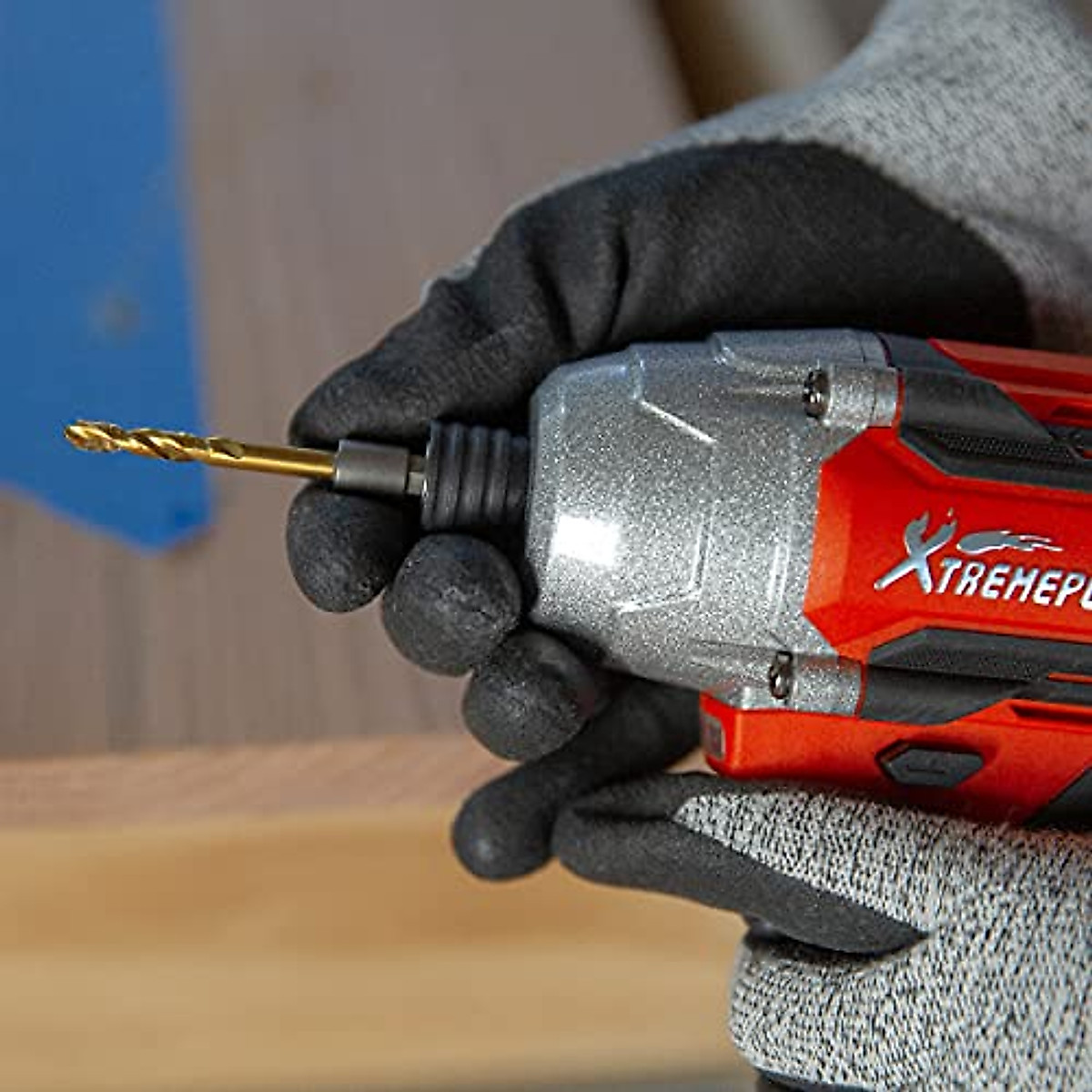 XtremepowerUS 47532 Impact Driver 1/4" w/2.0 Ah Battery 20V Brushless Cordless Red Lithium-Ion Drill Electric Combo