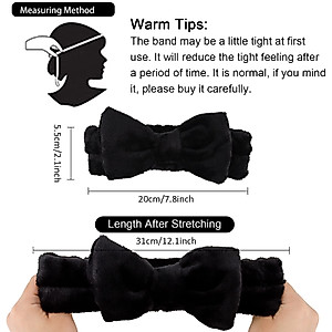 WHAVEL 9 Pack Black Microfiber Hairband for Washing Face, Makeup Headband Skincare Headbands Bow Headbands Facial Headband Soft Fluffy Headband for Women (A. Black)