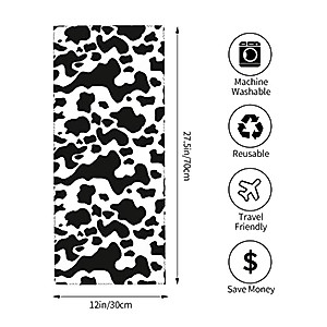 Cafl Black and White Cowhide Texture Hand Towels Cow Print Towels for Bathroom Microfiber Highly Absorbent Face Towels Sport Sweat Towel Gym Yoga Spa Pool 12 x 27.5in