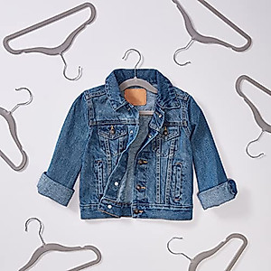 Amazon Basics Kids Velvet, Non-Slip 11.6" Clothes Hangers, Pack of 30, Gray