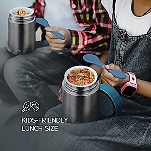 Earthmade Stainless Steel Insulated Food Jar,13 oz Food Thermos for Hot Soup & Cold Fruit, Ceramic Interior Food Container, Silicone spoon Eco-Friendly