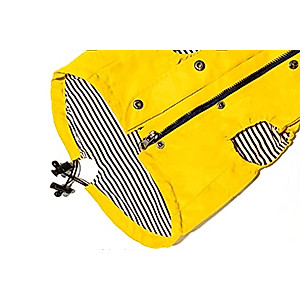 Sleeveless Zip Up Dog Raincoat with Reflective Buttons, Pockets, Rain/Water Resistant, Adjustable Drawstring, & Removable Hood - Size XS to XL - Stylish Premium Dog Raincoats (Medium, Yellow)