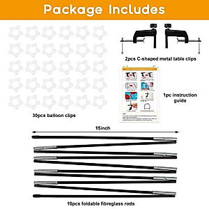 RUBFAC 12ft Balloon Arch Stand, Black Table Balloon Arch Kit Balloon Arch Frame with Metal Clips Table Balloon Garland Decorations of Birthday Party Baby Shower and Festival Decoration