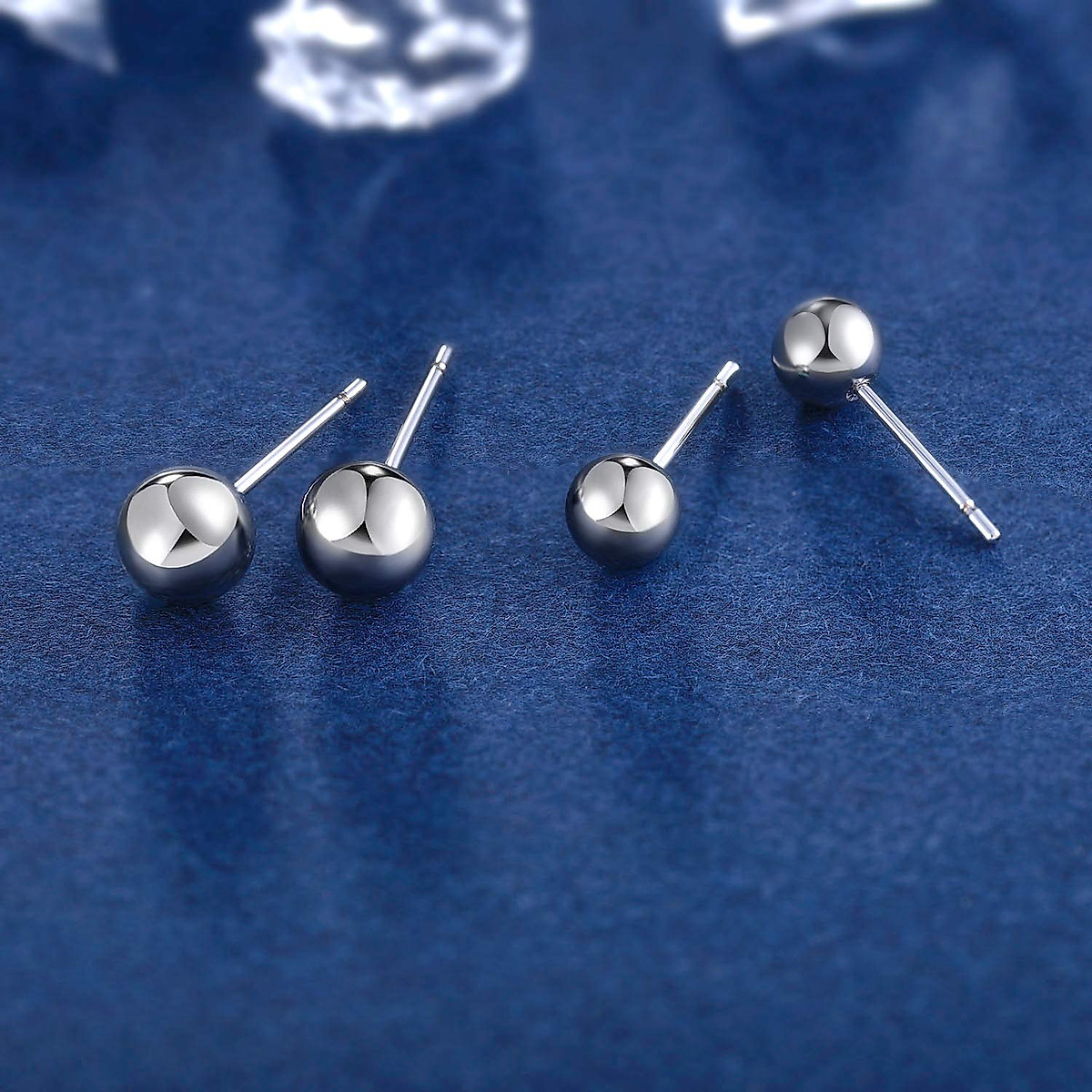 MDFUN 6 Pairs Surgical Stainless Steel Round Ball Stud Earrings Set for Women Men 3-7mm