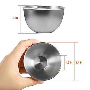 Amytalk 10 Pack 3.3inch Stainless Steel Sauce Dishes Mini Individual Saucers Bowl Round Seasoning Dishes Sushi Dipping Bowl Appetizer Plates, Sliver