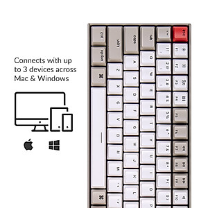 Keychron K2 Hot-swappable Bluetooth Wireless Mechanical Gaming Keyboard for Mac, 75% Layout 84 Keys Multitasking Type-C Wired Computer Keyboard for Windows with Keychron Mechanical Brown Switch