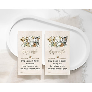 Paper Clever Party Flora Safari Diaper Raffle Tickets for Baby Shower Games, Invitation Insert Cards, 50 Pack