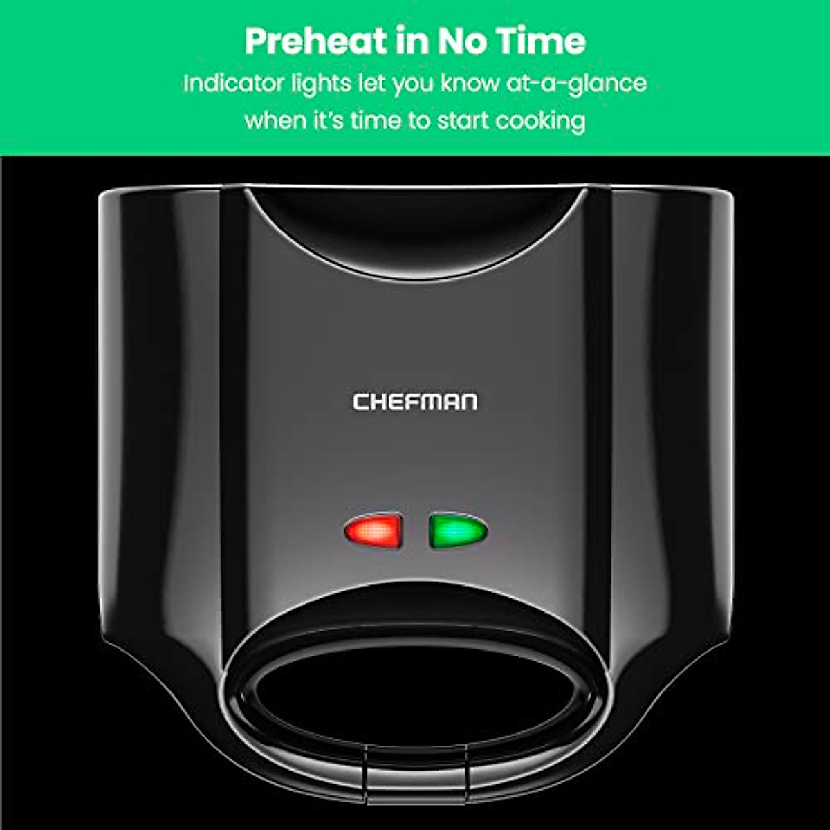 Chefman Portable Compact Grill, Dual Use Panini Press, Sandwich Maker, Electric Grill Griddle, Nonstick, Electric Indoor Grill, Countertop Panini Maker with Cord Storage, Locking Lid, Indicator Lights