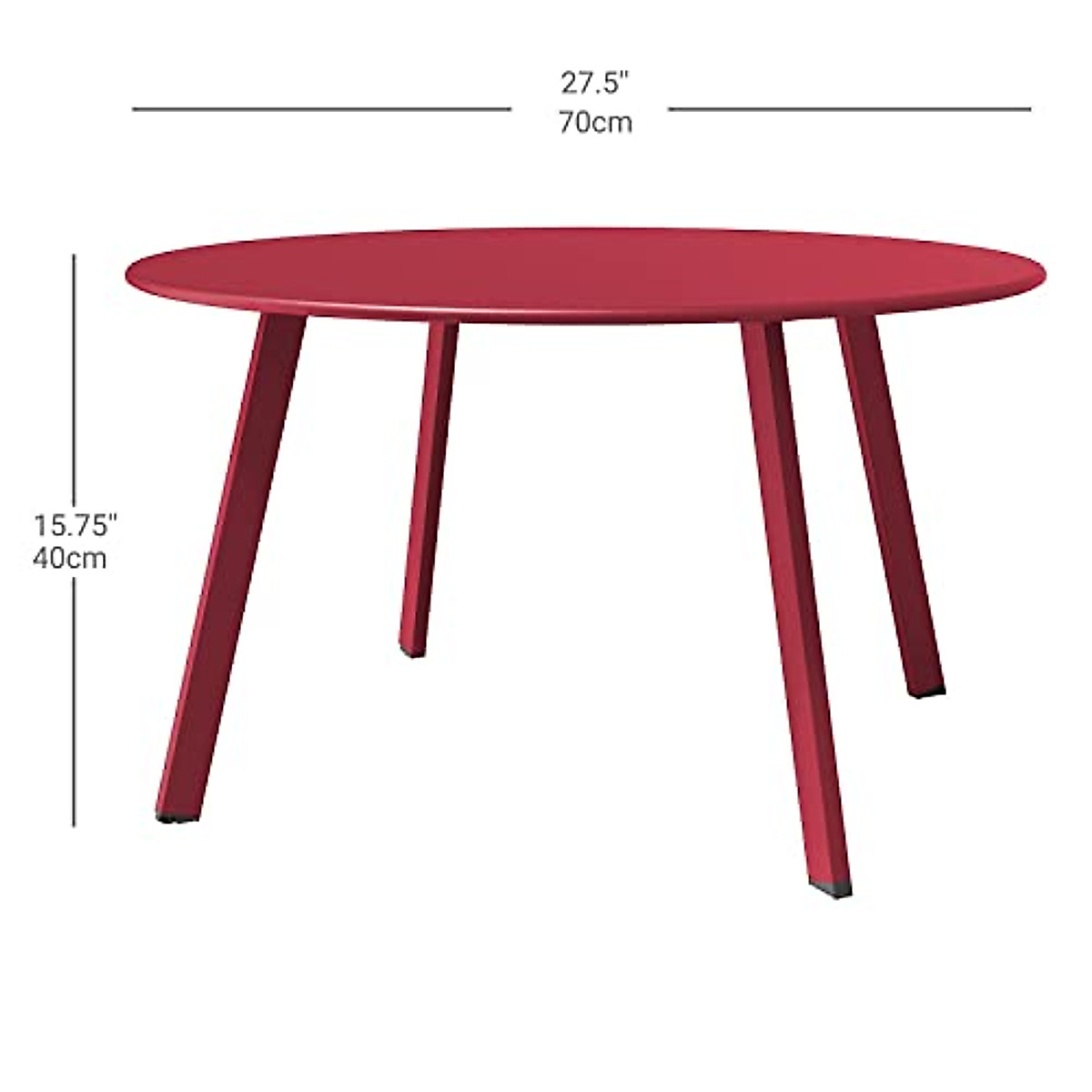 Grand patio Round Steel Patio Coffee Table, Weather Resistant Outdoor Large Side Table, (Red, 1PC)