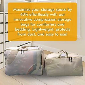 HappiBox 2-pack XXL Comforter Storage Bag - Space Saving Compression Bag for Pillows, Blankets, Bedding -Collapsible Extra Large Mesh Packing Cube - Queen King (2-pack Large Size 28x20x11")