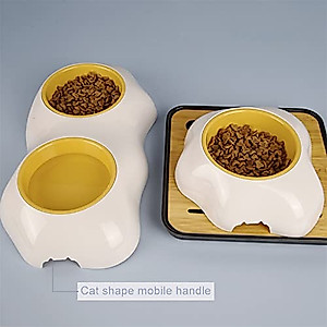 FUUIE Bowls for Food and Water Dog Food Water Feeder Poached Egg Shape Double Pet Bowls Prevent Tipping Pet Drinking Dish Feeder Cat Puppy Feeding Supplies (Color : Blue Double Bowl)
