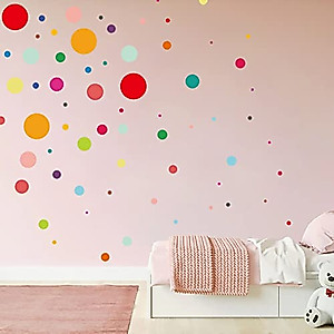 Polka Dot Wall Decals Peel and Stick, Removable Wall Stickers for Kids Girls Bedroom Playroom Living Room, Classroom Nursery Boho Rainbow Wall Decals, No Residue, 8 Size 108pcs Multicolor - Jesiramoo
