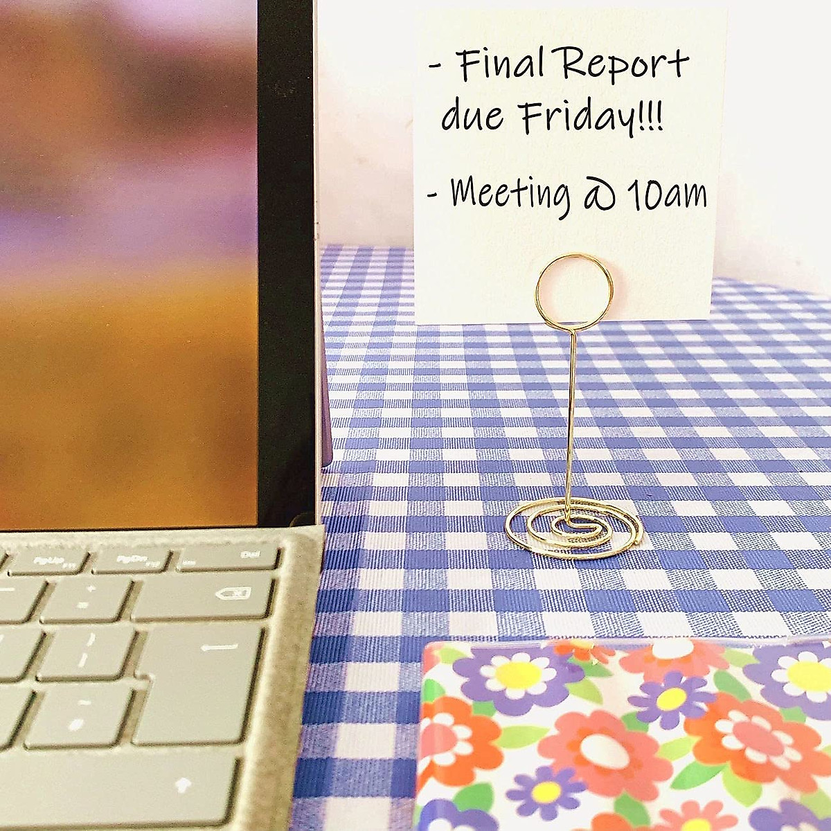 Tentop 20Pcs Place Card Holders Table Number Stand Table Name Cardholder, Photo Holder Sign Stands Display Wedding Decoration Centerpieces for Table, Menu Memo ClipsGold, HMTCH20GL