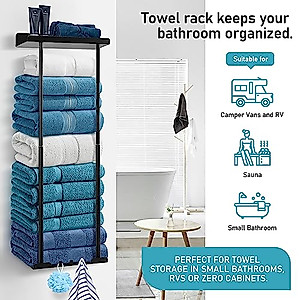 Hommtina Bathroom Towel Storage Black Towel Holder Bathroom Decor Aesthetic Towel Racks for Bathroom Bath Towel Storage for Rolled Towels Organizer