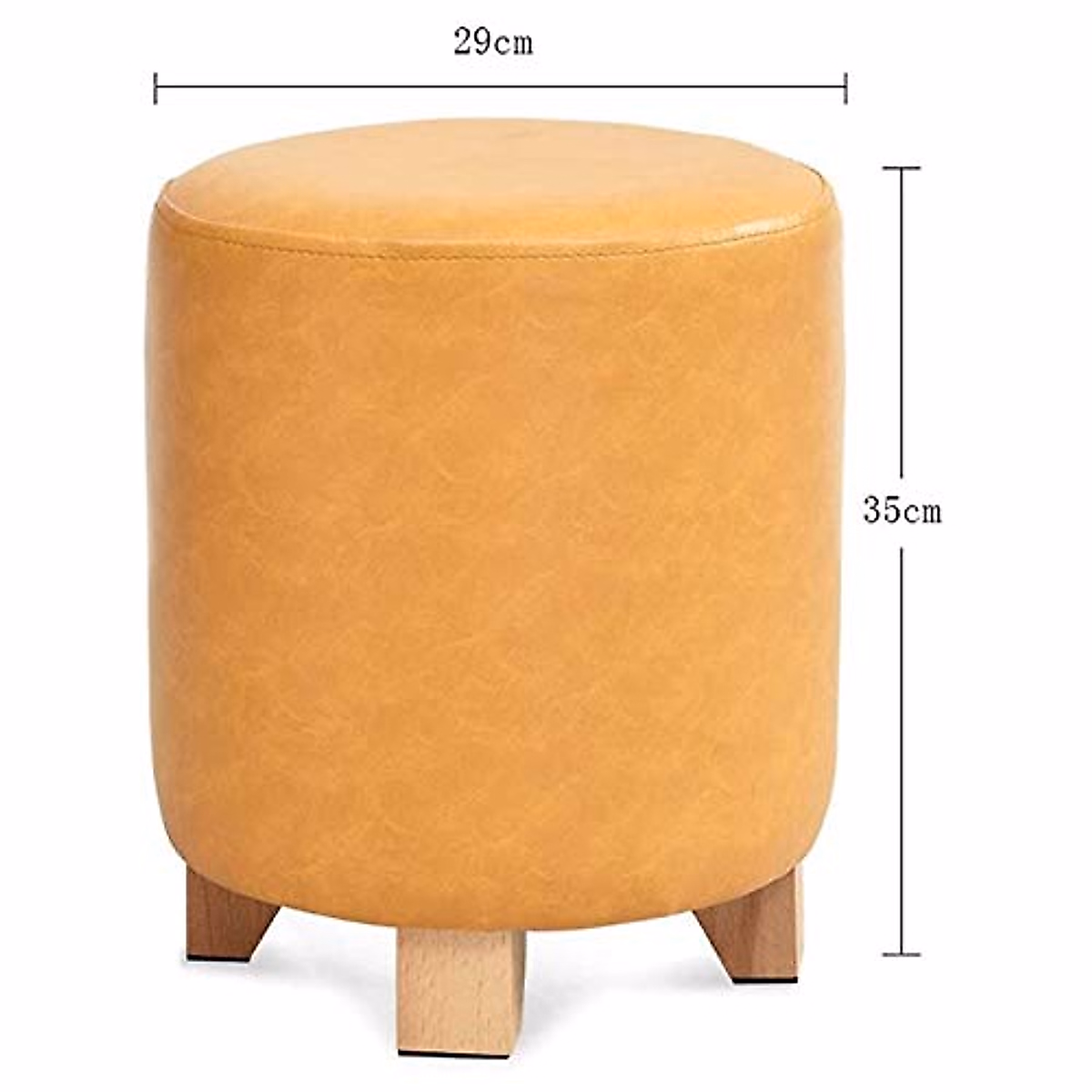 LUNEZY Footstools, Pouffe Stool, Round Chest Padded Footstool PU Leather Pouffe Chair Bed End Bench Shoe Bench Milking Stool Small Foot Rest Stool Low Stools (Color : Beige, Size : 29×35)