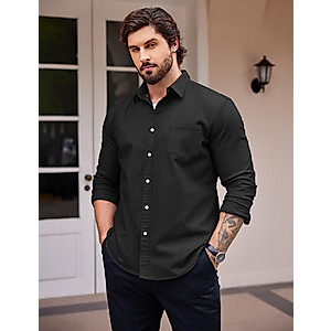 COOFANDY Men's Denim Button Up Shirt Business Casual Shirts Western Shirts for Men Cowboy