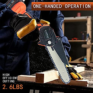 Mini Chainsaw 6 Inch & 4 Inch, KEPDTAI Cordless Chainsaw Set, 550W Electric Chainsaw 24V Rechargeable Battery Portable Small Chainsaw with Safety Lock for Tree Pruning Wood Cutting Branches Shears