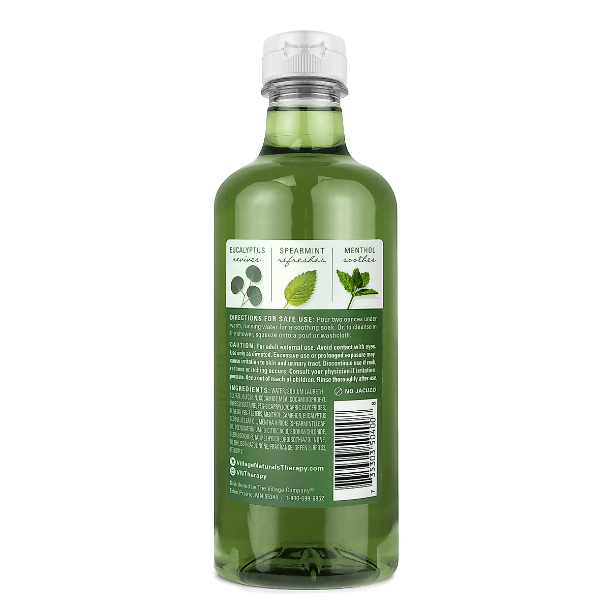 Village Naturals Therapy Muscle Foaming Bath Oil and Body Wash 16 oz. 2 pack, Green, 16 oz