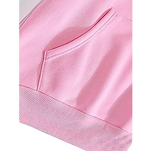 DIDK Women's Casual Pullover Long Sleeve Drawstring Hoodie Sweatshirt with Pockets Light Pink M