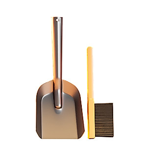 Kingson Fireplace Shovel Black Ash Shovel and Brush, Dustpan Set Small, Durable Steel, Set with Fireplace Dustpan and Brush, Coal Shovel